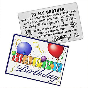 DEGASKEN Brother Birthday Card Gifts, I'm Lucky to Have You As My Brother, Personalized Steel Engraved Wallet Card