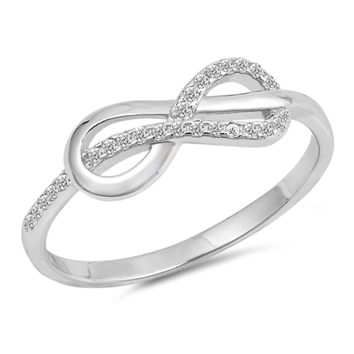 White CZ Infinity Knot Criss Cross Ring New .925 Sterling Silver Band Size 7