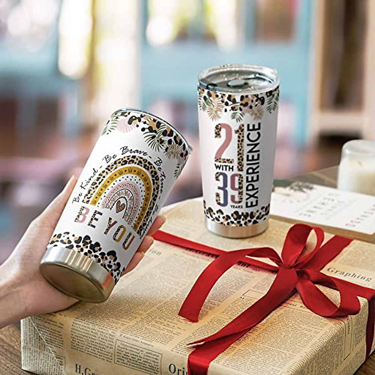 Macorner 60th Birthday Gifts for Women - Stainless Steel Tumbler 20oz - 60 Years Old Birthday Gifts for Women - Gifts for Women Bestie Friends Sister Coworker Mom Wife 21 With 39 Years Experience Gift