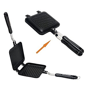 GEZICHTA Grilled Sandwich Panini Maker Mini Waffle Maker Panini Hot Sandwich Maker Pan Nonstick Double Sided Frying Pan Home Kitchen Breakfast Machine