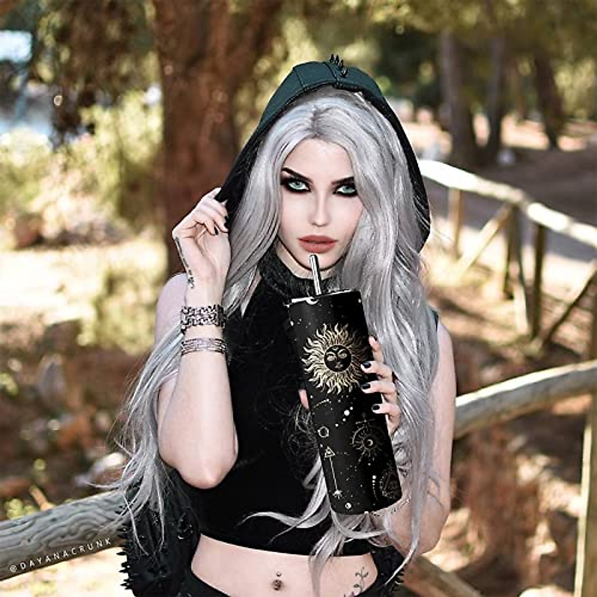 Ceovfoi Goth Moon Tumbler with Lid and Straw, Sun and Moon Cup Gothic Coffee Travel Mug,20 Oz Witch Tumbler Cup,Witchy Gifts for Women Goth Decor Halloween Decor Witch Stuff for Women