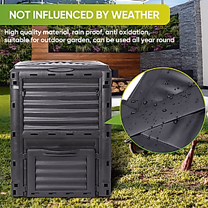 HomGarden 80 Gallon (300 L) Compost Bin from BPA Free Material, Easy Assemble Lightweight & Large Capacity, Outdoor Garden Compost Box, Fast Creation of Fertile Soil, Black