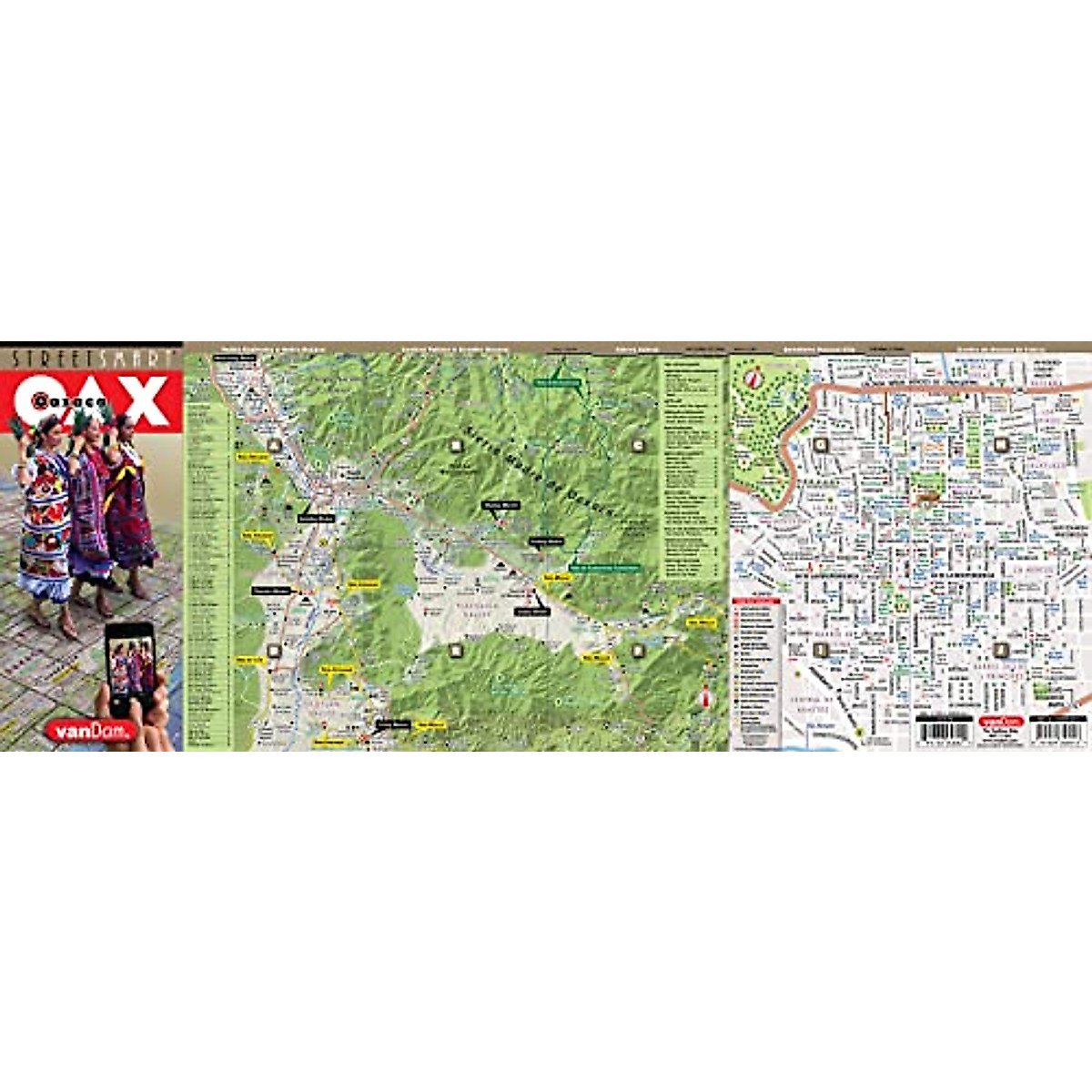 StreetSmart® Oaxaca Map by VanDam -- Laminated State, Region and City Map to Oaxaca, Mexico with all attractions, sights, museums, mezcalerias, hotels, ... 2024 Edition (English and Spanish Edition)