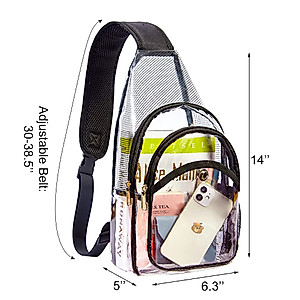 COVAX Clear Sling Bag Stadium Approved, Small Clear Shoulder Backpack, Casual Clear Crossbody Chest Bag for Women & Men