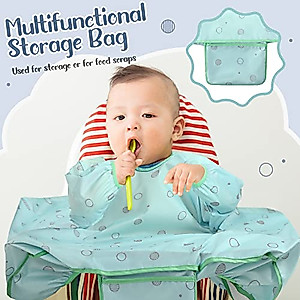 3 Pcs Coverall Baby Feeding Bib Long Sleeves Bib Attaches to Highchair Booster Seat Table Baby Smock for Eating Easy to Clean Baby Apron Neutral Weaning Bib for 6-36 Months Toddler Boys Girls Kids