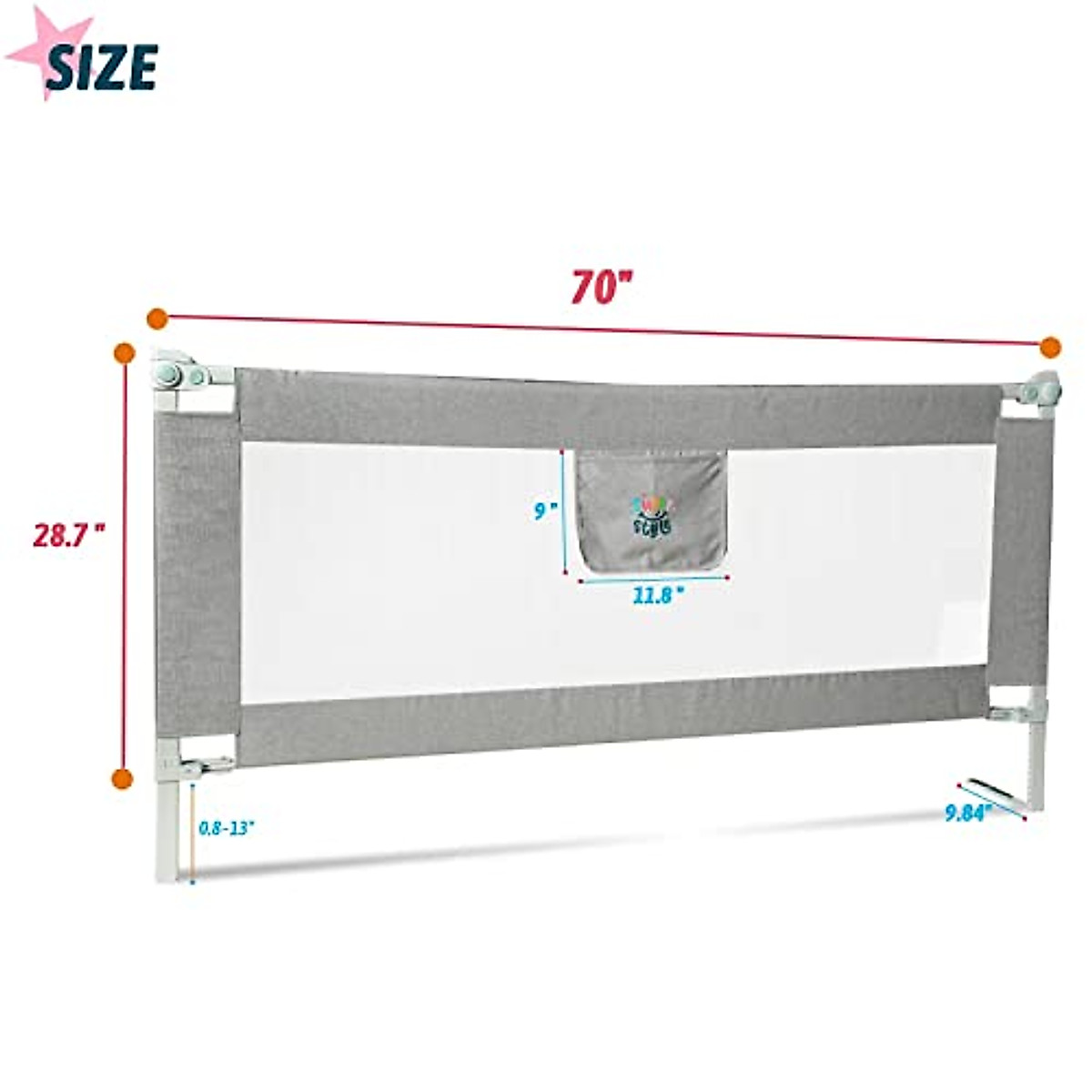 SuperStyle Bed Rail for Toddlers, Upgrade Extra Long Bed Rail Guard, Safety Bed Fence Protector Rail with Soft Breathable Fabric, fit Twin, Full, Queen, King Size Mattress (70 Inch)