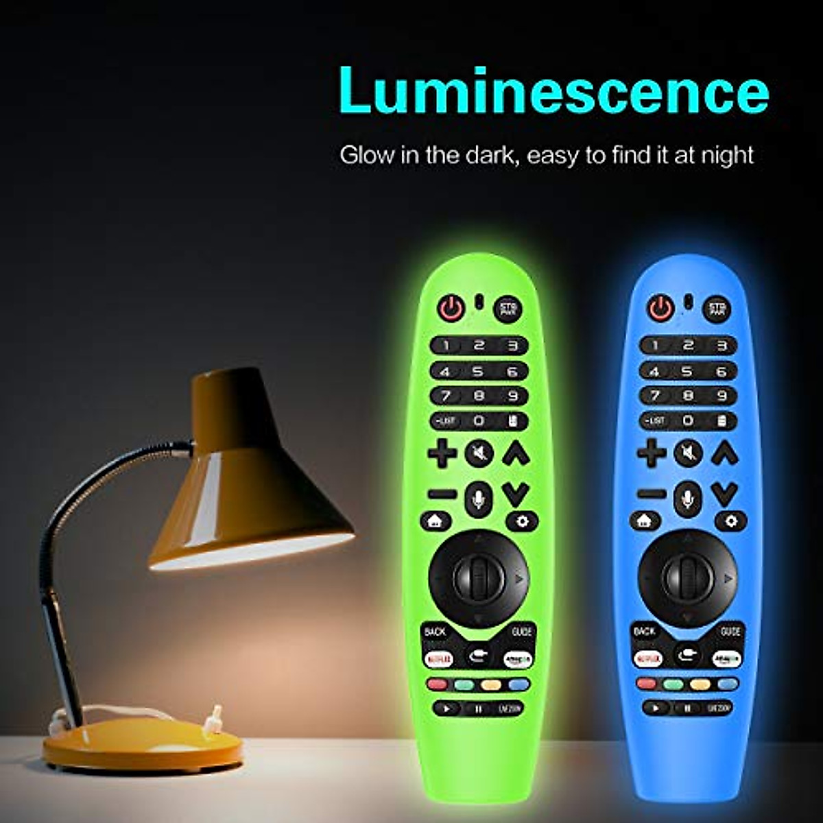 2 Packs Silicone Remote Cover for LG AN-MR19BA / LG AN-MR18BA / LG AN-MR600 / LG AN-MR650/ Magic Remote Control, Alquar Lightweight Protective Case Cover with Lanyard for LG Smart TV Remote