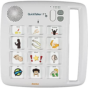 AbleNet QuickTalker 12 - Portable Multi-Message Speech Device with FeatherTouch Technology, 48 Messages, 5 Recording Levels, and Durable Design, AAC Communication Device for Non Verbal Kids & Adults