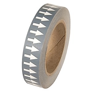Incom Manufacturing: Directional Flow Arrow Pipe Identification Vinyl Marking Adhesive Tape, 1 inch x 108 ft, Gray/White, White/Gray