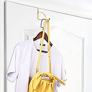 Hotop 4 Pieces Over Door Hooks Hanger Multi Hanging Storage Organizers Valet Hooks for Coats Clothes Hoodies Hats Scarves Purses Keys Bath Towels Robes & More (Champaign Gold)