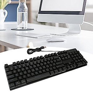 USB Gaming Keyboard, RGB Lighting Effect Thickened Low Base One Piece Design High and Low Key Design Gaming Keyboard for Gaming for Home for Office(H600 Black Characters-Single Keyboard)