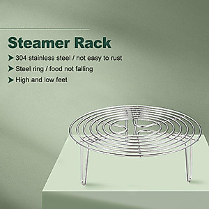Round Steamer Rack and Cooling Rack,Stainless Steel Pot Trivet, Wire Steamer Kettle Rack Holder, Fit For Pots Cookware Pressure Cooker Pans Up, 8-Inches (size:20x7cm)