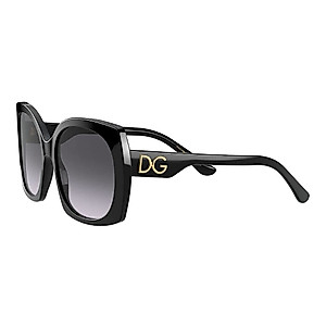 Dolce & Gabbana Women's Round Fashion Sunglasses, Black/Light Grey Gradient Black, One Size