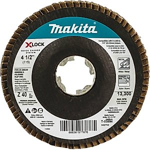 Makita T-03894 X-LOCK 4‑1/2" 40 Grit Type 29 Angled Grinding and Polishing Flap Disc for X-LOCK and All 7/8" Arbor Grinders