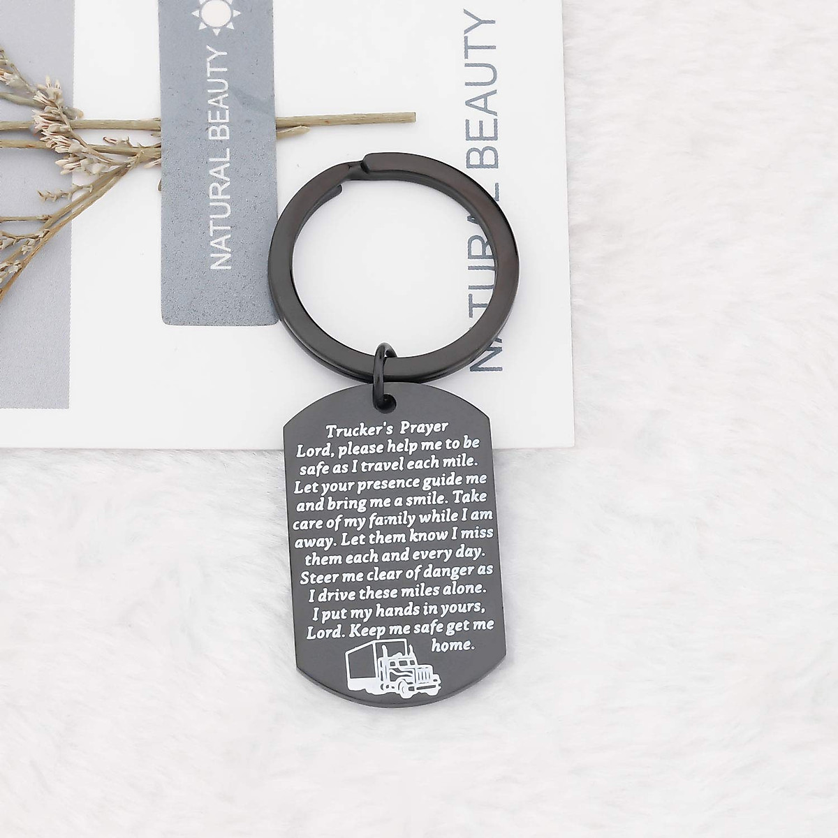 WSNANG Truck Driver Gifts Keep Me Safe Get Me Home Trucker's Prayer Keychain Gift for Truck Drivers Dad Husband (Trucker's Prayer Black DT)
