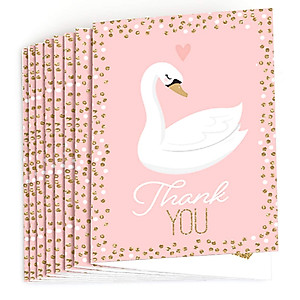 Big Dot of Happiness Swan Soiree - White Swan Baby Shower or Birthday Party Thank You Cards (8 count)