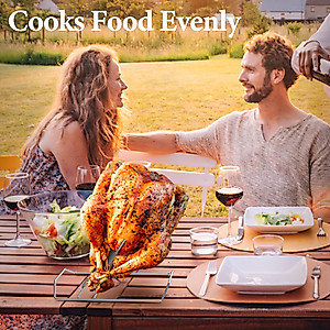 SafBbcue Turkey Cannon Infusion Roaster, Turkey Beer Can Stand, Beer Can Chicken Roaster for Thanksgiving, for Big Green Egg Beer Can Chicken, Camp Chef Turkey, Vertical Turkey Smoking Rack