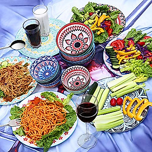 Farielyn-X 6 Pack Porcelain Dinner Plates - 10.5 Inch Diameter - Pizza Pasta Serving Plates Dessert Dishes - Microwave, Oven, and Dishwasher Safe, Scratch Resistant - Set of 6