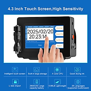 PEKOKO LB100S Portable Hand Jet Handheld TIJ Thermal Inkjet Printer 12.7mm Online QR Bar Batch Date Number Coding Machine for Carton Box,Food Package,Drink Bottle