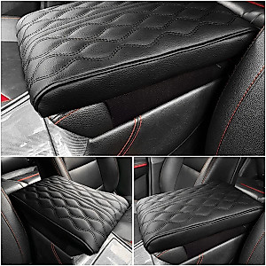 AICEL Car Armrest Box Height Increase Support Pad, Memory Foam Microfiber Leather Elbow Comfort Booster Pad, Center Console Waterproof Cushion Pillow, Soft Auto Arm Rest Protector Cover (Black)