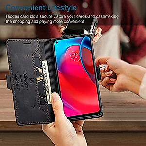 HAII Case for Moto G Stylus 5G 2021,PU Leather Folio Flip Wallet Case with Card Holster Stand Kickstand Magnetic Closure Shockproof Phone Cover for Motorola Moto G Stylus 5G 2021 (Black)