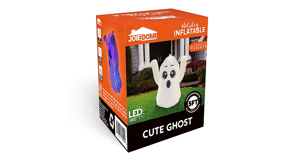Halloween Inflatable Ghost Decor - 5 Ft with Colorful Lights