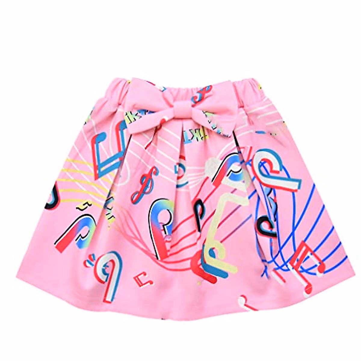 D.O.T 3pcs Tic Toc Girl Skirt Sets T Shirt Top Bowknot Skirt with Bag Outfits (Pink, 2-3T)