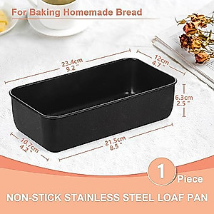 Herogo Non-Stick Loaf Pan, 9 x 5 Inch Stainless Steel Meatloaf Baking Pan for Baking Bread Meatloaf Brownie Lasagna, Black Rectangle Bread Loaf Pan for Homemade Bread, Oven Safe
