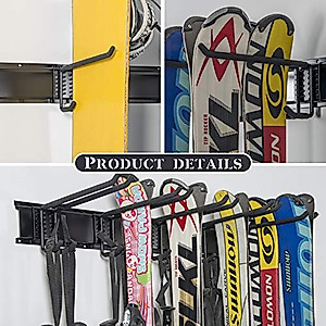 WALMANN Garage Storage Organization System Ski Wall Rack 10 Pairs of Skis Mount Hanger Home Shed and Garage Snowboard Wall Rack System Holds Up to 300lbs