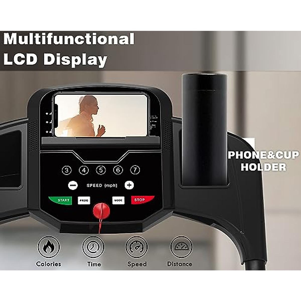 GINPORD Folding Treadmill - Home Fitness Running Machine - Foldable Treadmill for Home - Treadmills for Home Folding