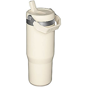 Stanley IceFlow Stainless Steel Tumbler with Straw - Vacuum Insulated Water Bottle for Home, Office or Car - Reusable Cup with Straw Leakproof Flip - Cold for 12 Hours or Iced for 2 Days (Cream)