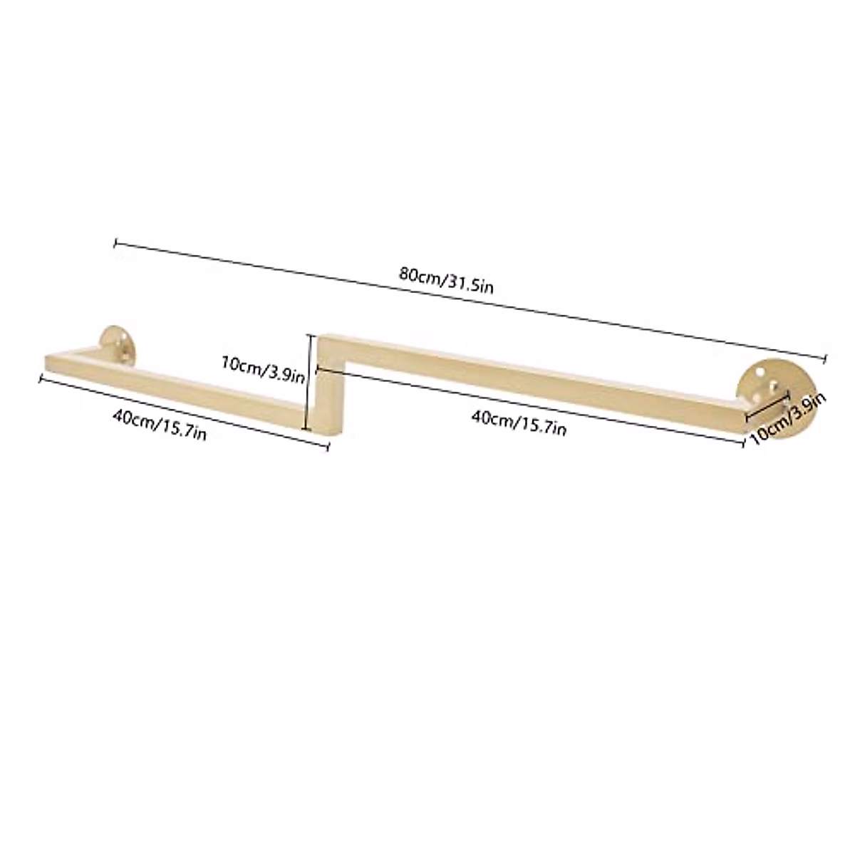 Gold Clothes Rack, Wall Mounted Metal Garment Rack Indoor Gold Clothes Display Stand for Living Room Clothing Store Heavy Duty