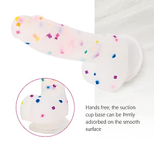 Realistic Clear Dildo for Beginners, 7.6 Inch Silicone Thick Dildo with Strong Suction Cup for Vagina & Anal Play, Adult Sex Toy for Women Masturbation