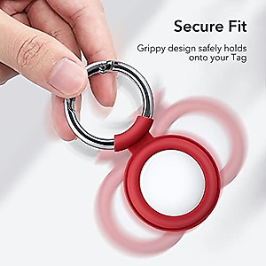 ESR Case Compatible with AirTag 2021, 2 Pack, Silicone AirTag Holder with Keyring, Protective AirTag Keychain Cover, Cloud Series, Red/Black