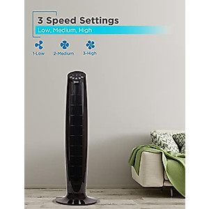 Black + Decker 36 inches Digital Tower Fan with Remote, Black