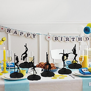 6 PCS Pole Dance Girl Honeycomb Table Centerpiece Black Glitter Pole Dancing Party Table Toppers Honeycomb Centerpieces for Bachelorette Bridal Shower Birthday Party Table Decorations Supplies