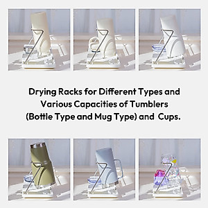 carrotez Bottle Drying Rack, Cup Drying Rack,Tumbler Drying Rack with Drain Tray - Bottle with Narrow and Wide Openings with Various Capacity, Different Bottle Type, Mug Type and Cup Type - White
