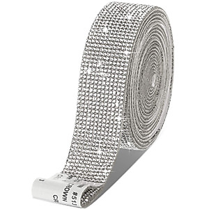 Self Adhesive Rhinestone Strips Diamond Bling Crystal Ribbon Sticker Wrap for Craft Jewel Tape Roll with 2 mm Rhinestones for DIY Car Phone Christmas Decoration (Silver,1.06 Inch x 3 Yards)