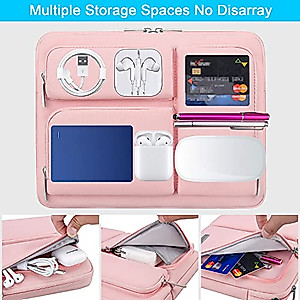 Lacdo Laptop Sleeve for Women, Laptop Sleeve Case for 13 inch New MacBook Air M2 A2681 M1 A2337 A2179 A1932, 13" New MacBook Pro M2 M1 A2338 A2251 A2289 A2159, 12.9" New iPad Pro Computer Bag, Peach