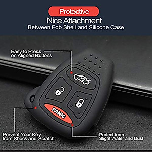 Compatible with 2005-2012 Jeep Commander Grand Cherokee Liberty Dodge Avenger Charger Durango Magnum Chrysler 200 300 PT Cruiser Silicone FOB Case Cover Protector Keyless Remote Head Holder 2pcs