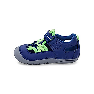 Stride Rite Baby Boys Soft Motion Tobias First Walker Shoe, Blue/Lime, 3 Infant