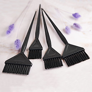 Vellen Hair Color Brush Set, 4 different sizes for smooth Application, Perfect for Hair coloring and Balayage, Reusable and Washable (Black)