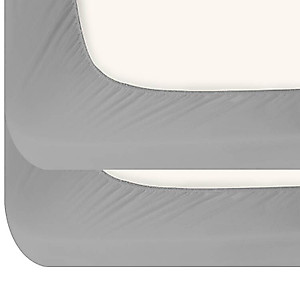 2 Pack Queen Fitted Sheet, Queen Bedding Fitted Sheet Only with Deep Pocket up to 14", Bottom Sheet, Shrinkage & Stain Resistant Fitted Sheet for Queen Size Bed, Wrinkle Free & Easy Care, Grey