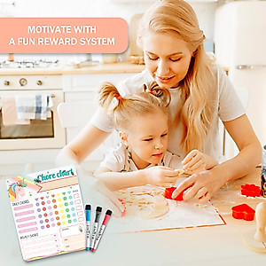 Magnetic Dry Erase Chore Chart for Kids - Perfect to Motivate Your Kids - Simplified 9” x 11” Reward and Behavior Chart for Your Fridge - Teach Responsibility at Home in a Motivating and Simple Way