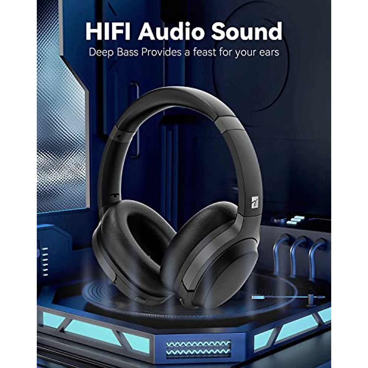 TZS Active Noise Cancelling Headphones, Wireless Over Ear Bluetooth Headphones - 50H Playtime Hi-Fi Stereo Dynamic Deep Bass, Soft Earmuffs Headset with HD Mic for Computer, Travel, Home, Office