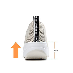 Oude Beige Slip On Tennis Shoes Women Lightweight | Wedge Sneaker Cute | Loafers Long Hours of Standing and Walking | Thick Rocking Bottom Size 9