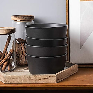 Stone Lain Stoneware Bowls Set, Matte Black, 4 Count (Pack of 1),22.5 fl oz