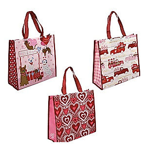 Valentines Day Gift Basket | 10 Inches Teddy Bear Plush |Tootsie Roll Kiss Me Banks | Hershey's Milk Chocolate Kisses | Lugano Strawberry Creme Filled White Chocolate Truffles | Artificial Red Rose Bouquets with Sparkly Hearts | V- Gift Bag and Card inclu