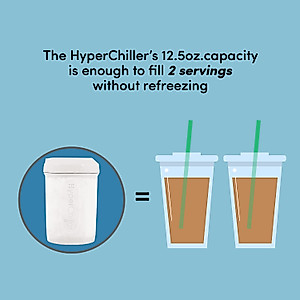 HyperChiller HC2W Patented Iced Coffee/Beverage Cooler, NEW, IMPROVED,STRONGER AND MORE DURABLE! Ready in One Minute, Reusable for Iced Tea, Wine, Spirits, Alcohol, Juice, 12.5 Oz, White