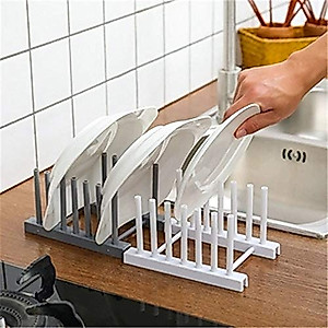 XJJZS Kitchen Organizer Pot Lid Rack Stainless Steel Spoon Holder Pot Lid Shelf Cooking Dish Rack Pan Cover Stand Kitchen Accessories (Color : C)